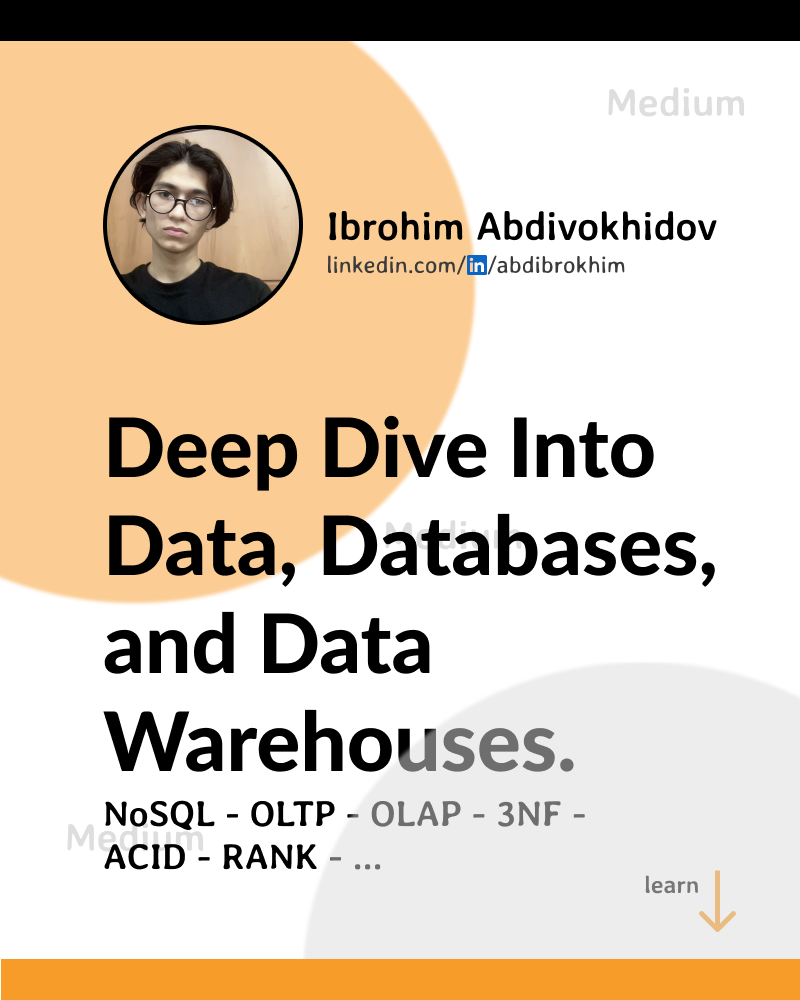 Deep Dive Into Data and Databases, Data Warehouses, Database Management ...