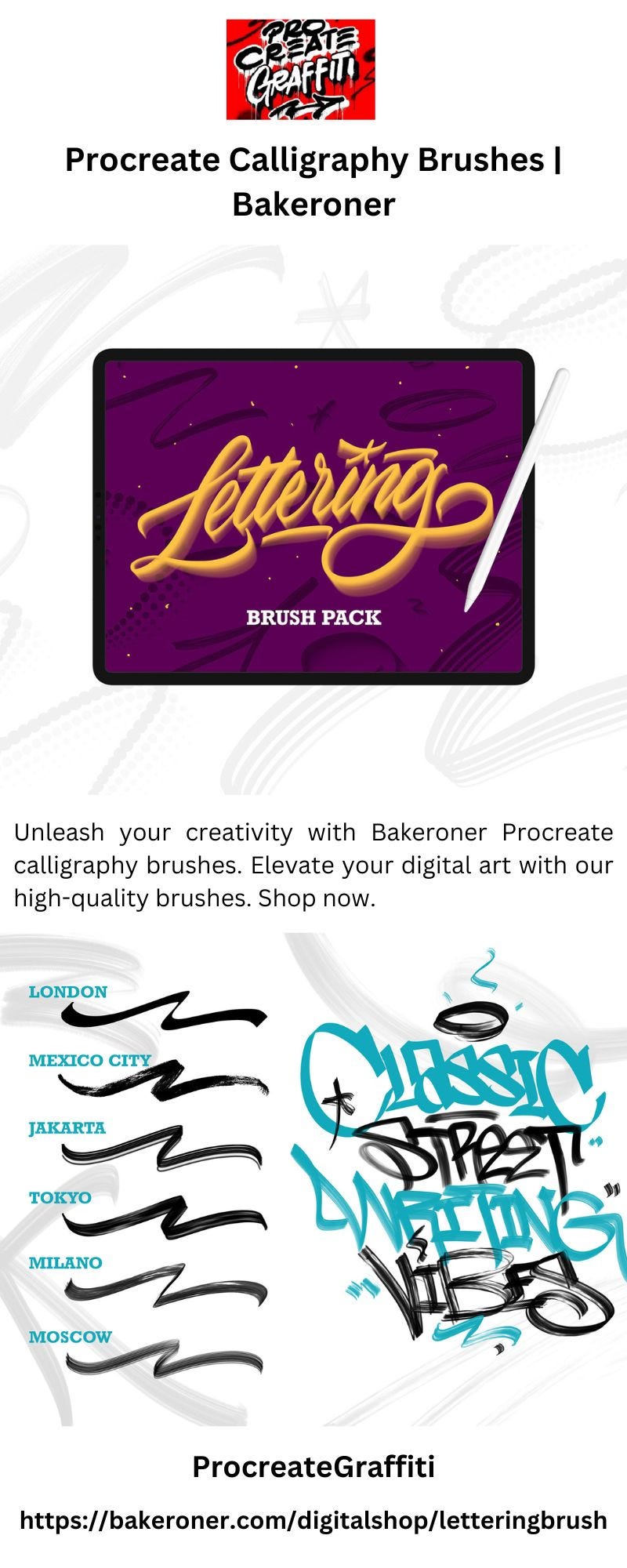 Procreate Calligraphy Brushes | Bakeroner - Procreate Graffiti - Medium