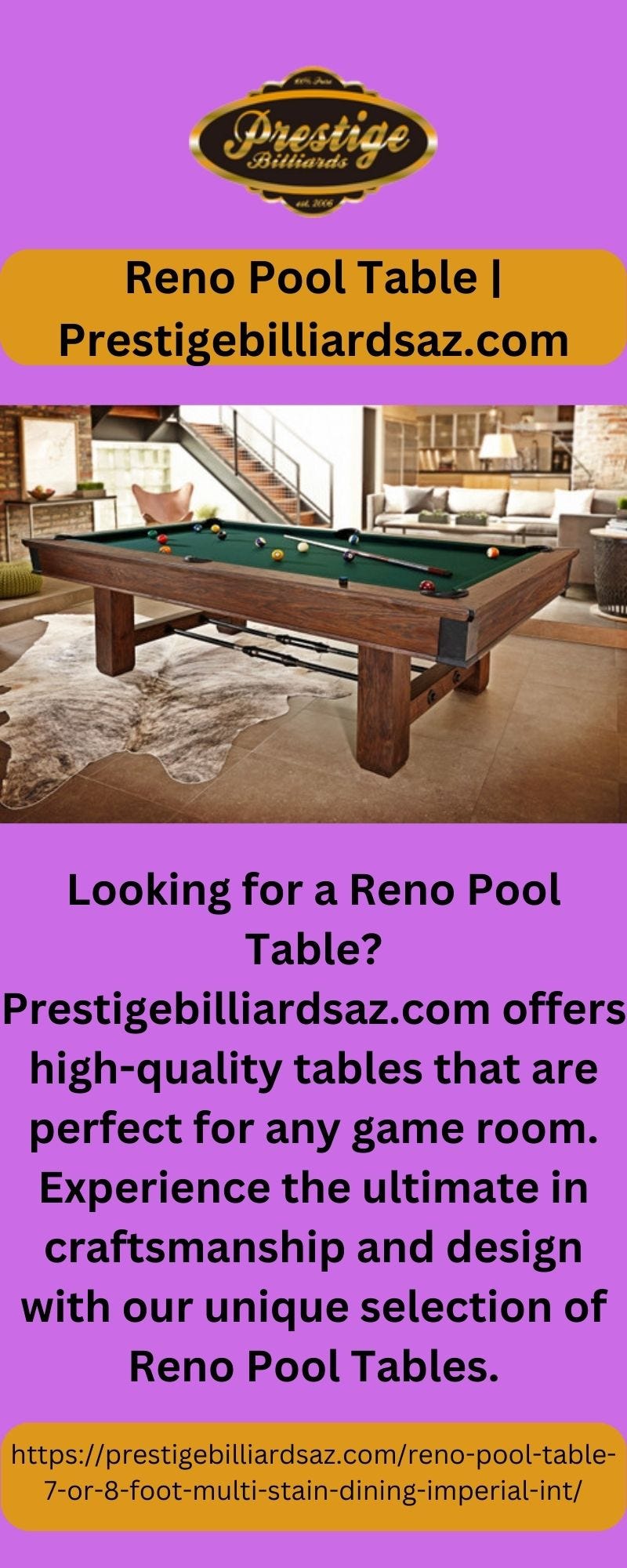 Reno Pool Table | Prestigebilliardsaz.com - Prestige Billiards ...