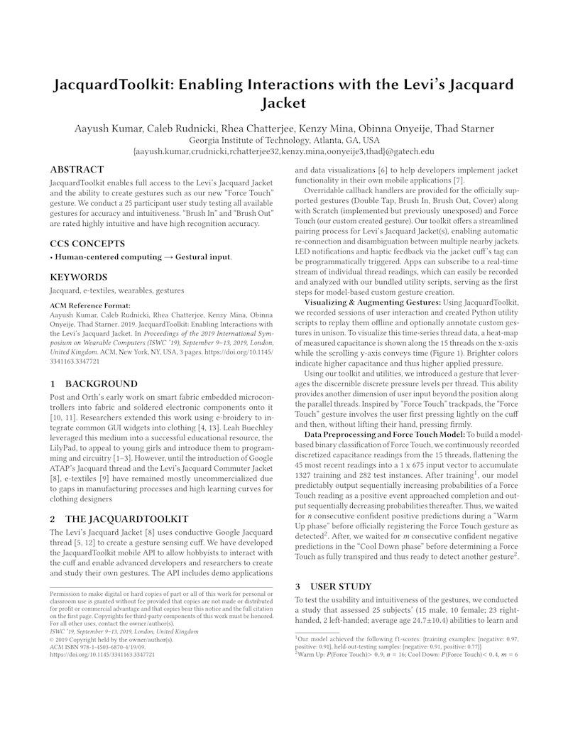 Research Paper. International Symposium for Wearable… | by Caleb Rudnicki | E-Textile Hacking ...