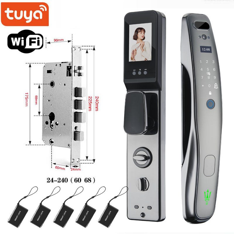 Tuya Wifi facial Electronic lock biometrics Fingerprint Lock Smart Door Lock Password 3D face ...
