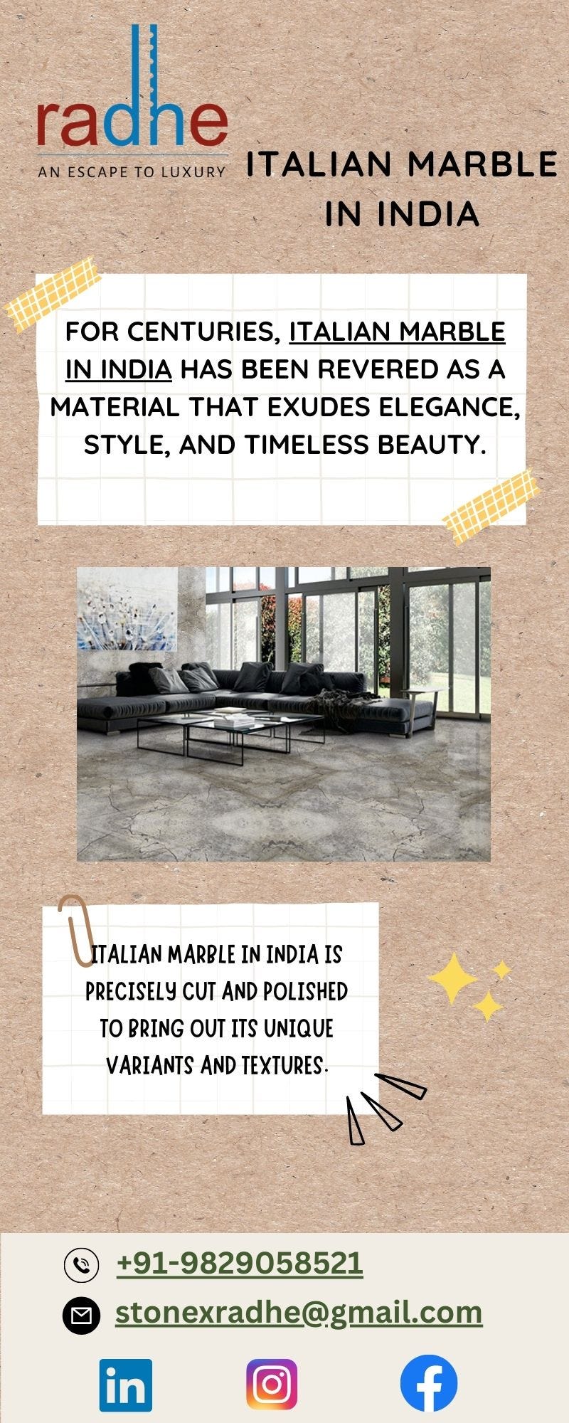 Italian marble in India - Radhestonex - Medium