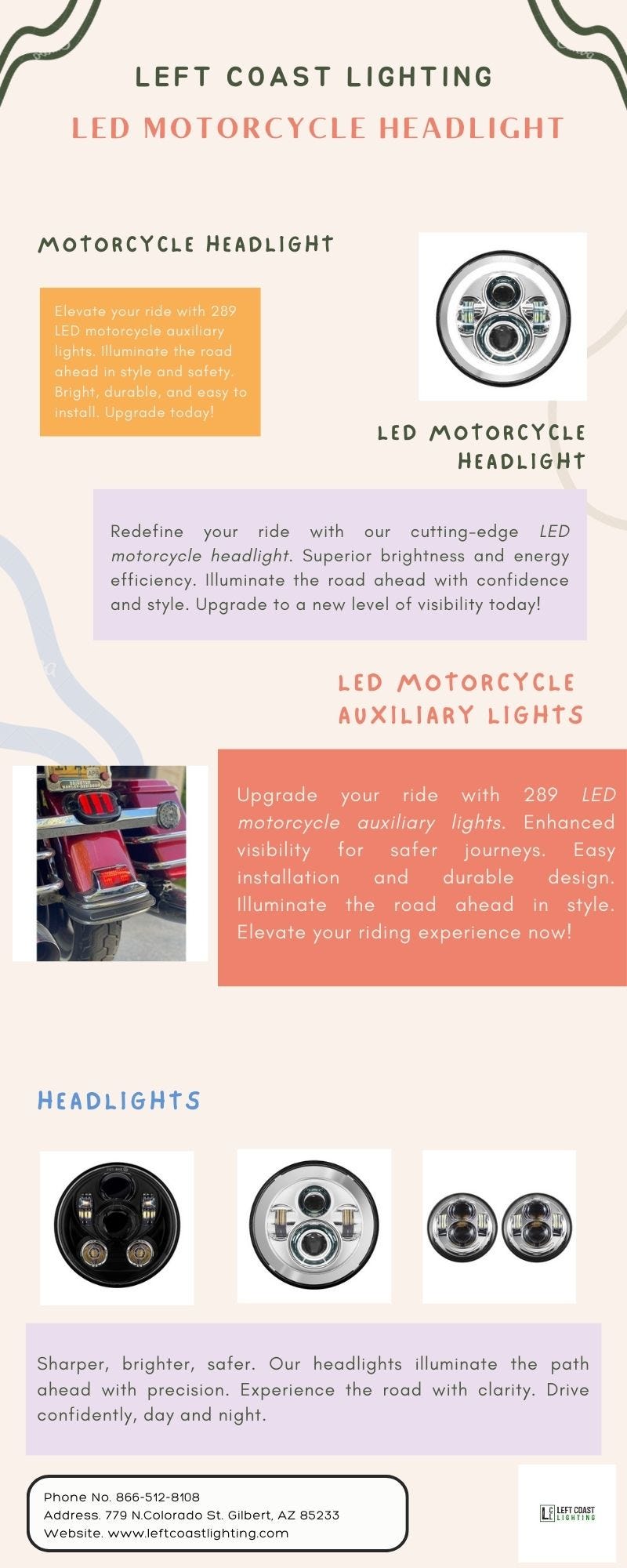 Led Motorcycle Auxiliary Lights - Left coast Lighting - Medium