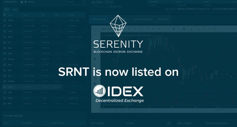 SRNT is now listed on IDEX!. Hello community! | by Serenity Financial ...