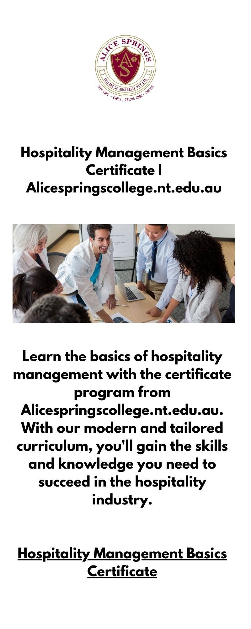 Hospitality Management Basics Certificate | Alicespringscollege.nt.edu.au - Alicesprings - Medium