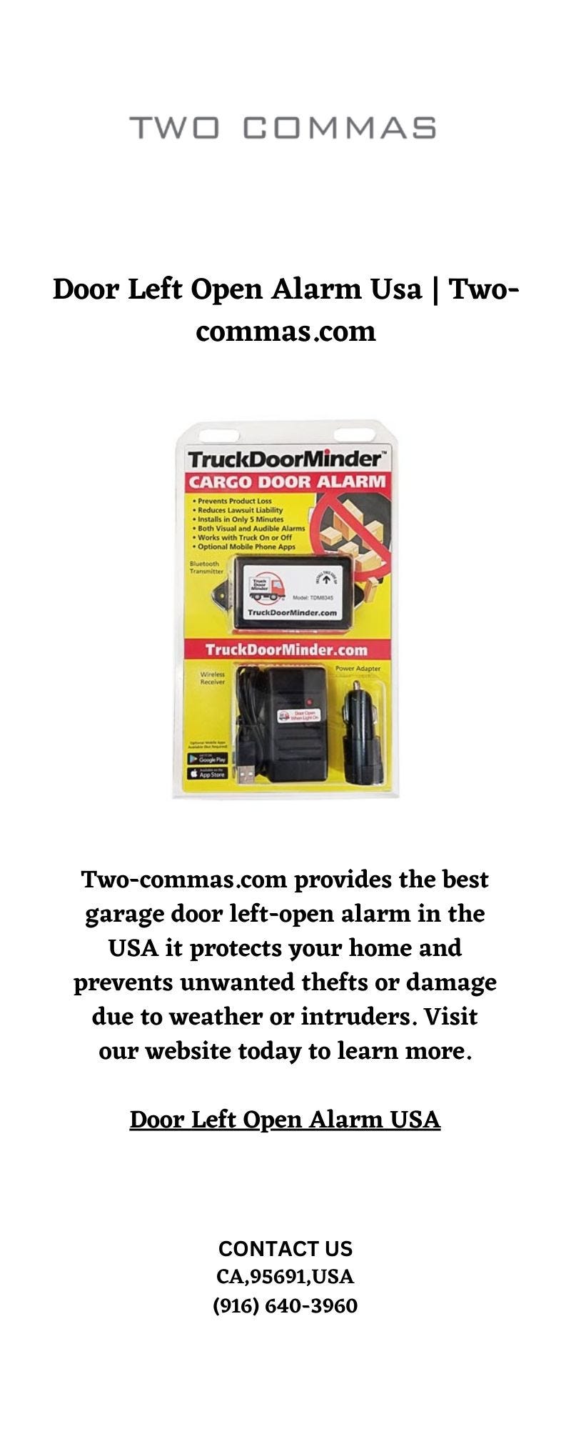 Door Left Open Alarm Usa | Two-commas.com - Ltwocommas - Medium
