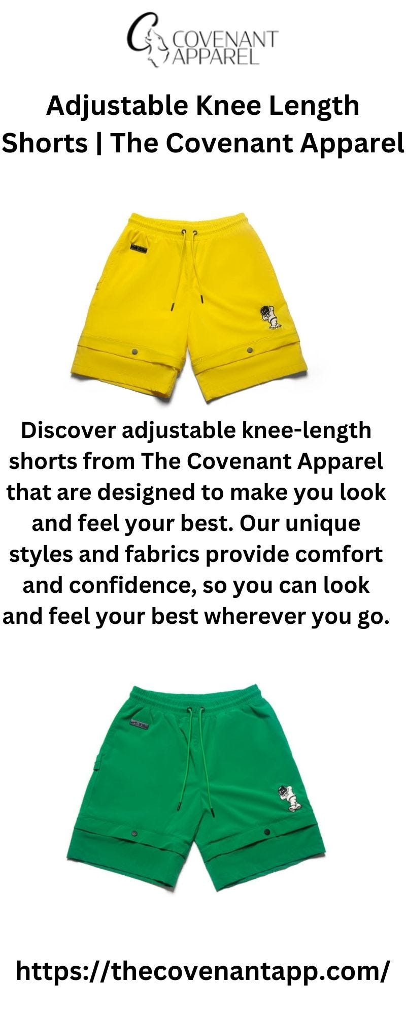 Adjustable Knee Length Shorts | The Covenant Apparel - The Covenant ...