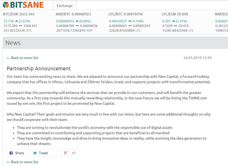 [News] BITSANE 公告. https://bitsane.com/news/post/20190116/p… | by Twins ...