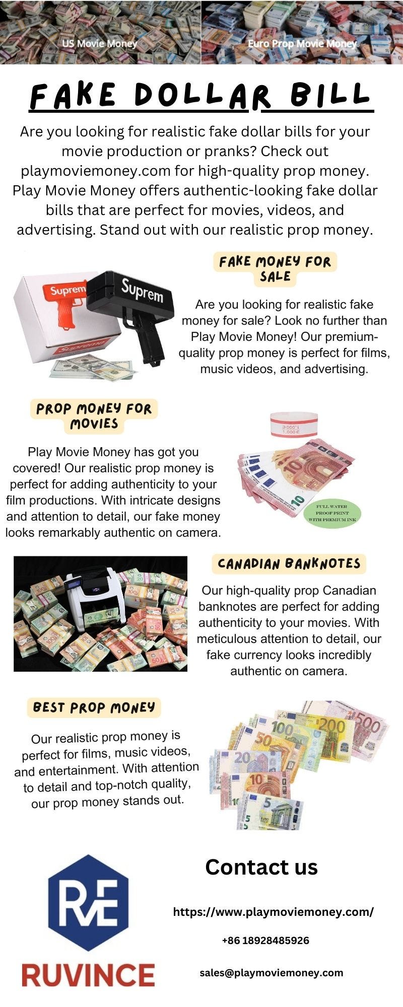 Fake Dollar Bill - Play Movie Money - Medium