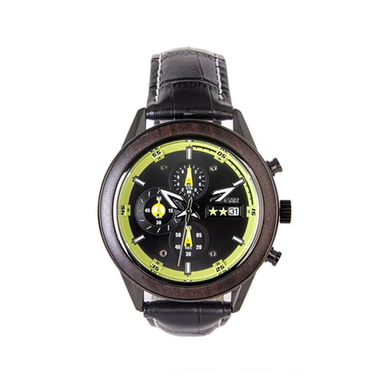 CHRONOGRAPH PILOT WATCH FOR MEN LEATHER BAND WOODEN BEZEL | by ...