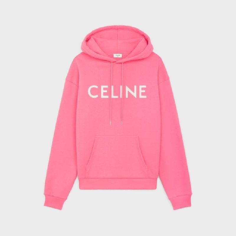 CELINE HOODIE IN COTTON FLEECE PINK - Celineofficial - Medium