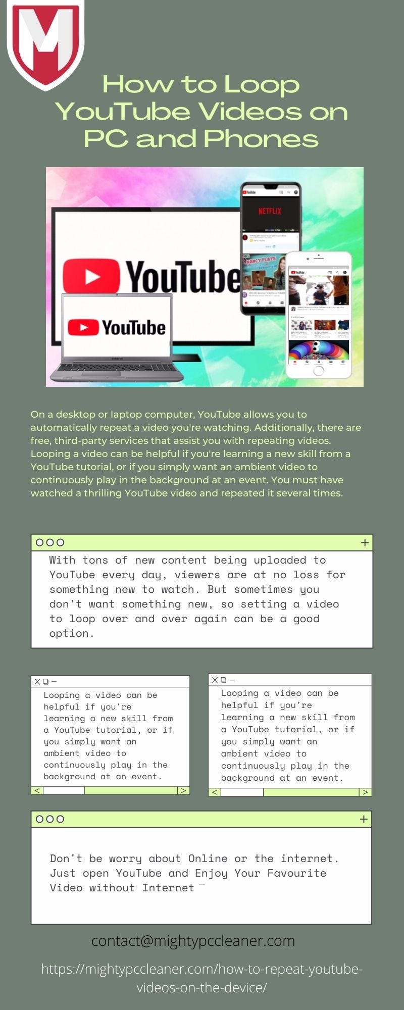 Loop YouTube Videos on PC and Phones - Mighty PC Cleaner - Medium