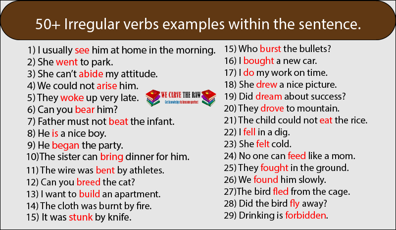 50+ Irregular verbs examples within the sentence. | by Carvetheraw | Medium