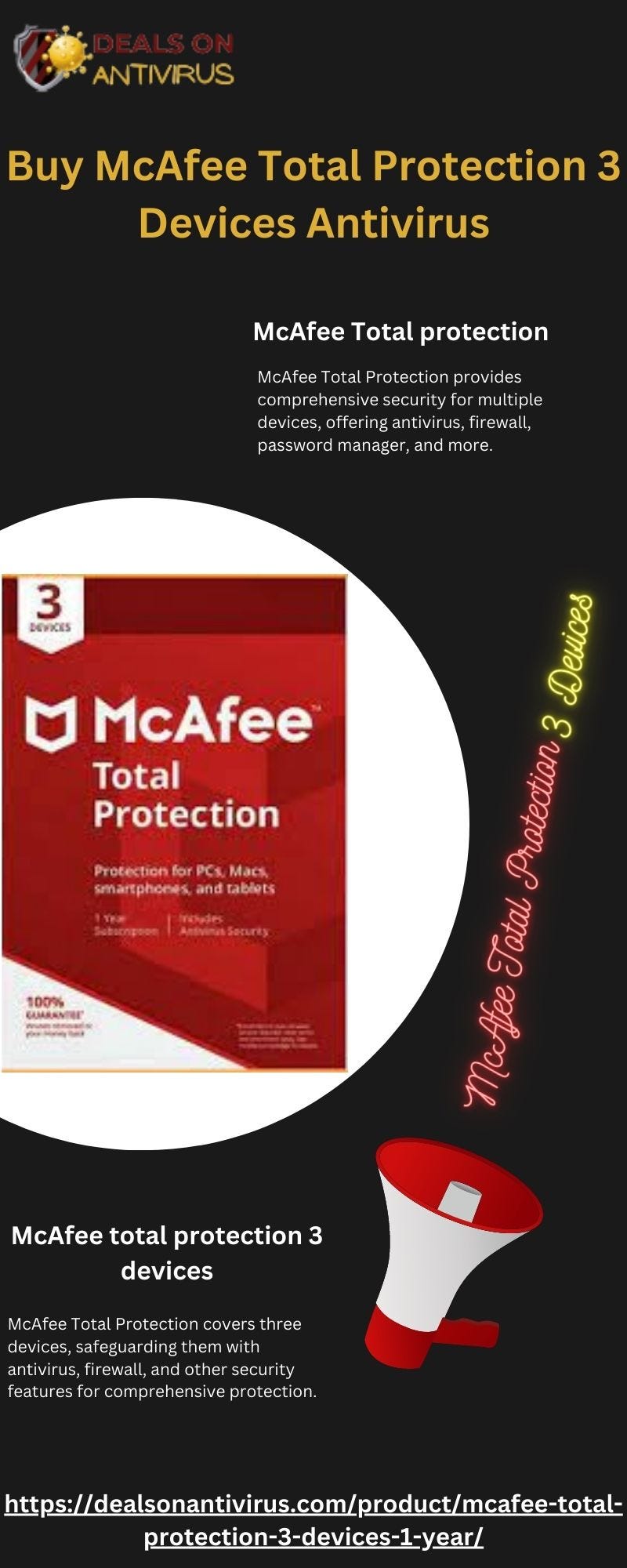Buy McAfee Total Protection 3 Devices Antivirus - Dealsonantivirus - Medium