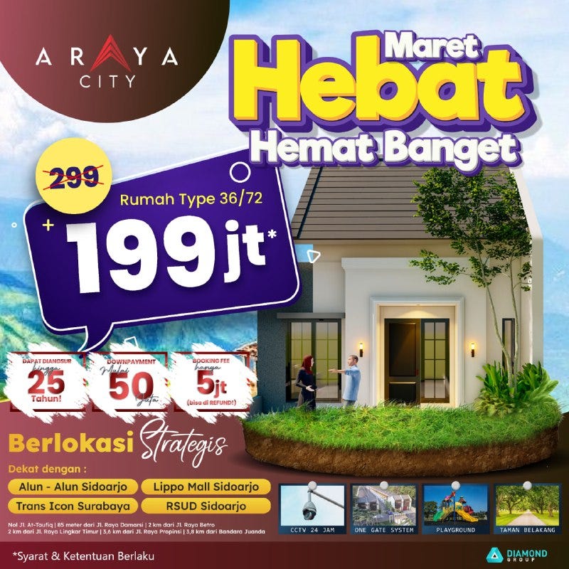 Perumahan Sedati Juanda Harga 199 Juta,WA 0858–5964–6135, Araya City ...