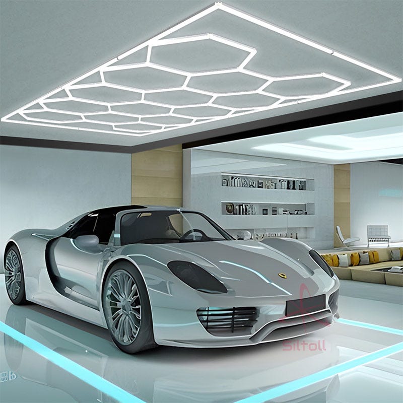 Hexagon Detail Lighting: Mauritian Customer Car Showroom Hexagon ...