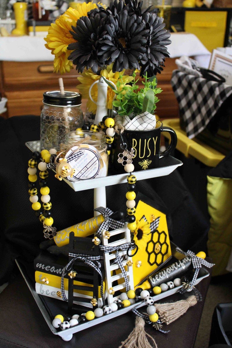 Check out the Bee Themed Farmhouse Decor Tiered Tray by Ceecie Bee Honey - Jeff Jayne - Medium