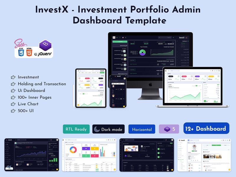 Bootstrap Dashboard Template Web App For Investment, Insurance, Mutual ...