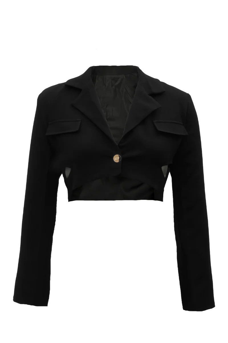 Your Style with Our Black Women’s Crop Blazer - Beeglee - Medium