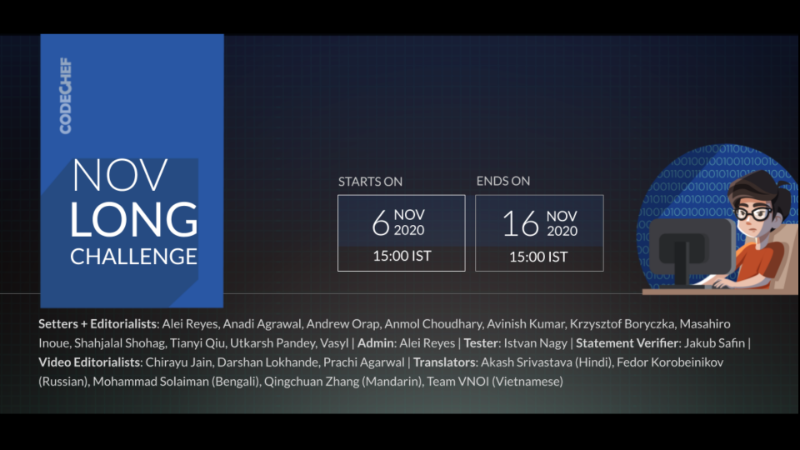 THE NOVEMBER LONG CHALLENGE. November Long Challenge CodeChef’s Long… | by Ujjwalbajaj | Medium