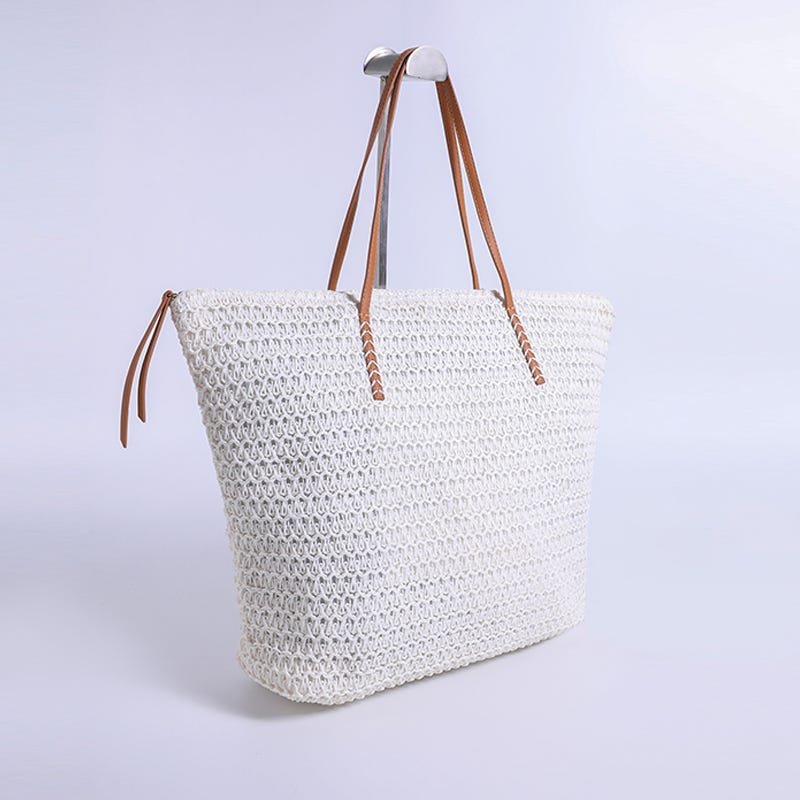 White Hand Crochet Papyrus Flowers Handmade Papyrus Bag - zjkaicrafts ...