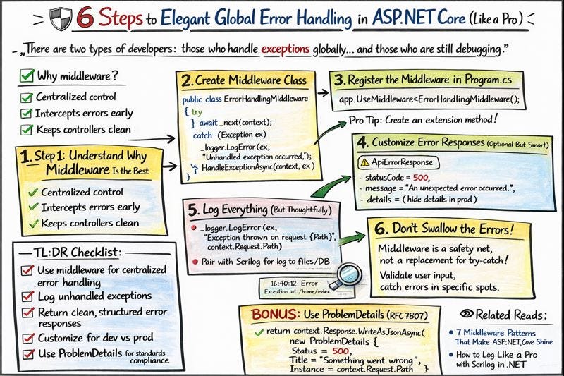 🛡️ 6 Steps to Elegant Global Error Handling in ASP.NET Core (Like a Pro ...