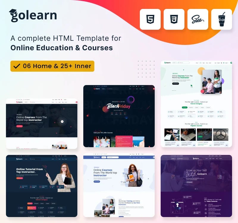 Golearn-Online Education & Online Course HTML Theme | by Electronthemes | Medium