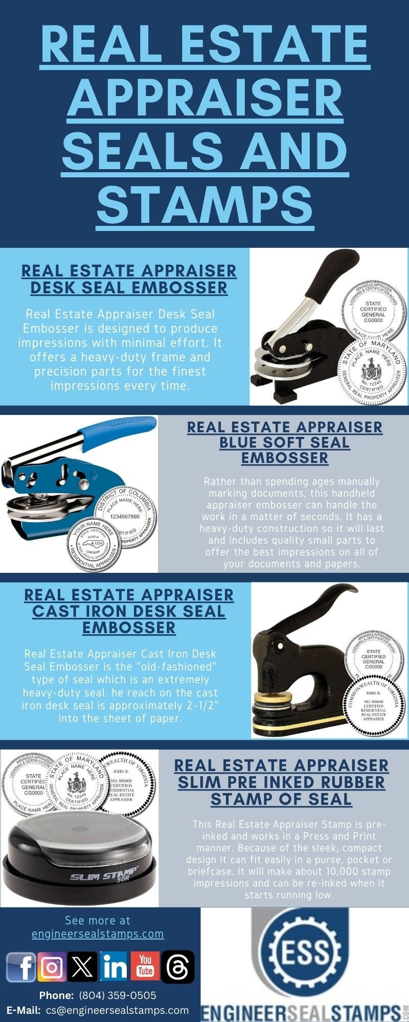 Real Estate Appraiser Seals and Stamps - Engineer Seal Stamps - Medium
