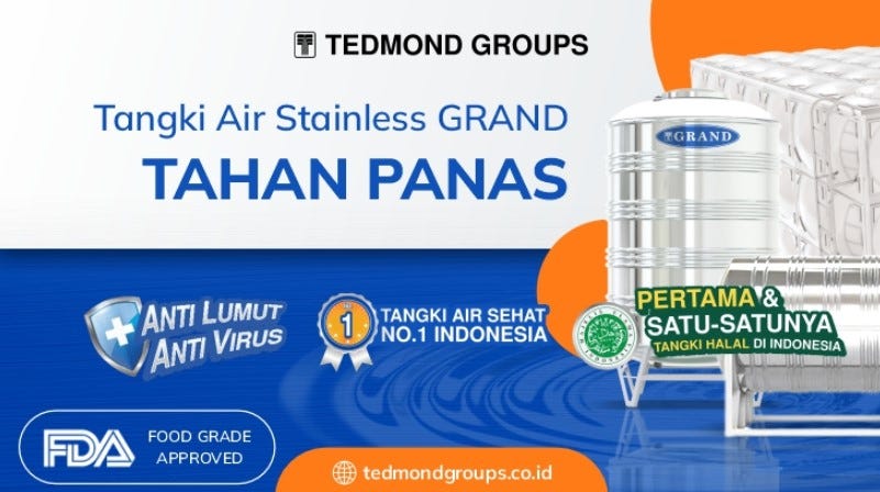 Tangki Air Stainless Grand Tahan Air Panas - Tandon Air Anti Lumut - Medium