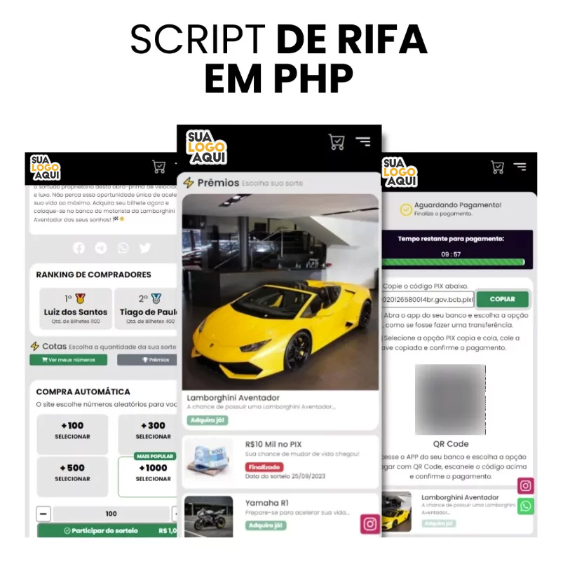 Script Rifa 10.0 em php / Laravel — Sistema completo com fazendinha, 1 Milhão de Números ...