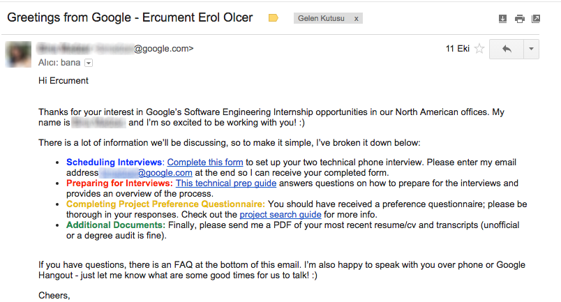 Interview Invitation from Google. Yay, my internship application is ...