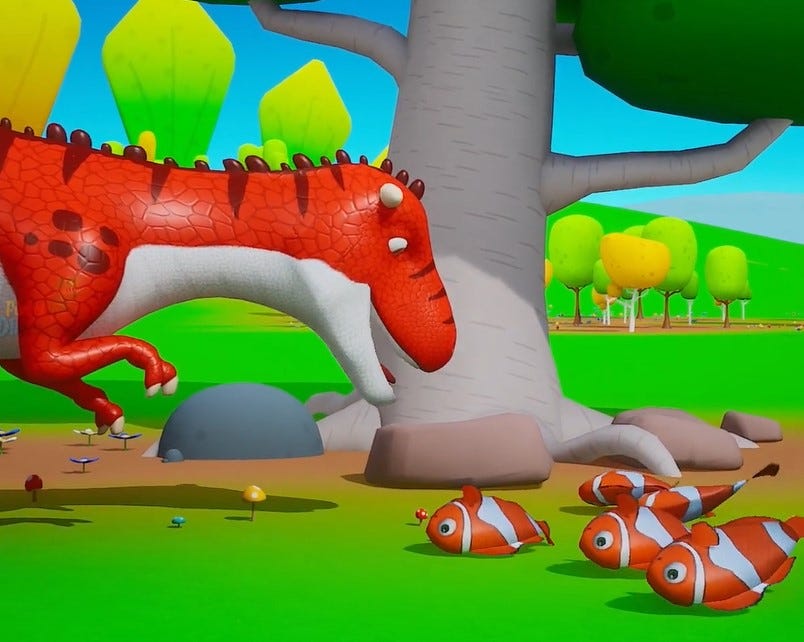 Dinosaurs Fun Fishing Time at Jungle Pond - Funny Dinosaurs - Medium