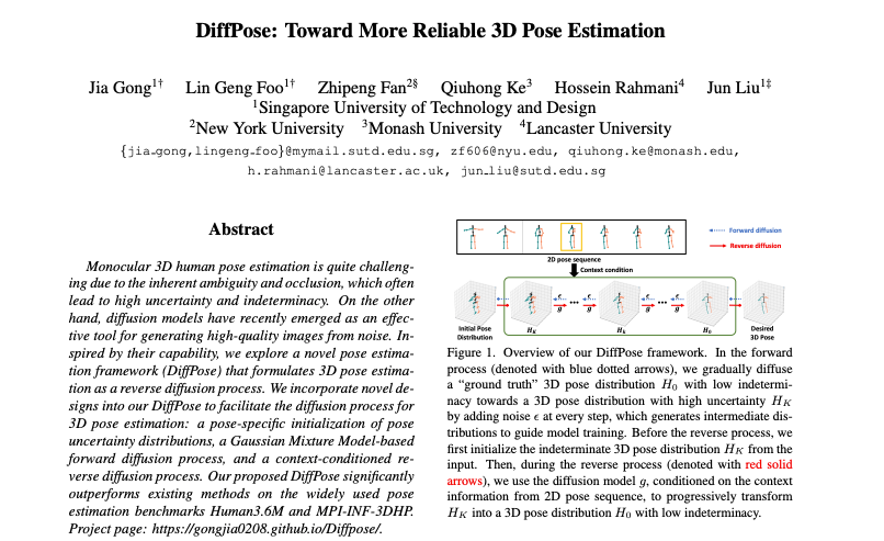 Computer Vision Paper ~ DiffPose: Toward More Reliable 3D Pose Estimation | by Christian Lin ...