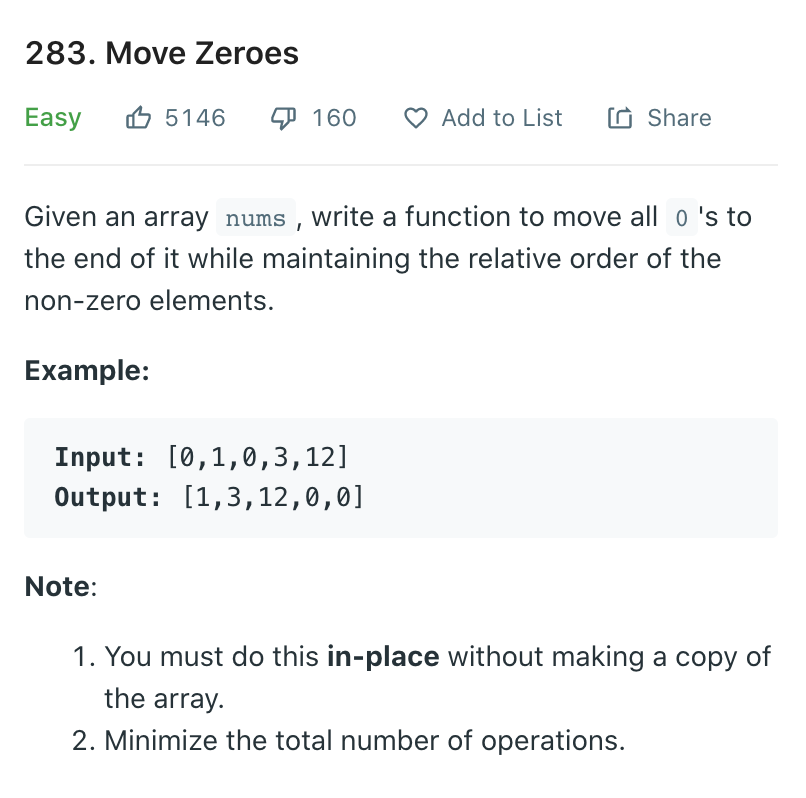 Solving The Moves Zeroes Algorithm | by JakePino | Medium