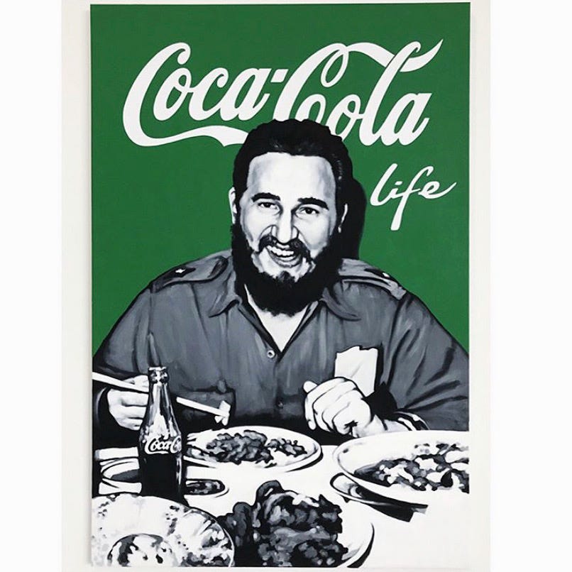 Fidel Castro enjoys a Coca Cola. Capitalism & Communism convalesce in ...