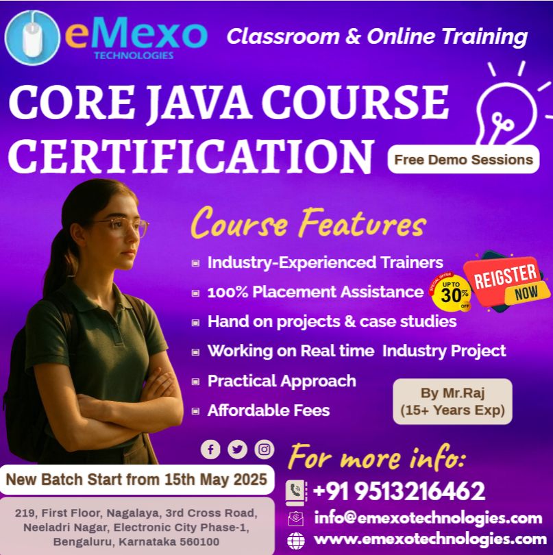 Core Java Course Training in Electronic City, Bangalore | by eMexo Technologies | May, 2025 | Medium