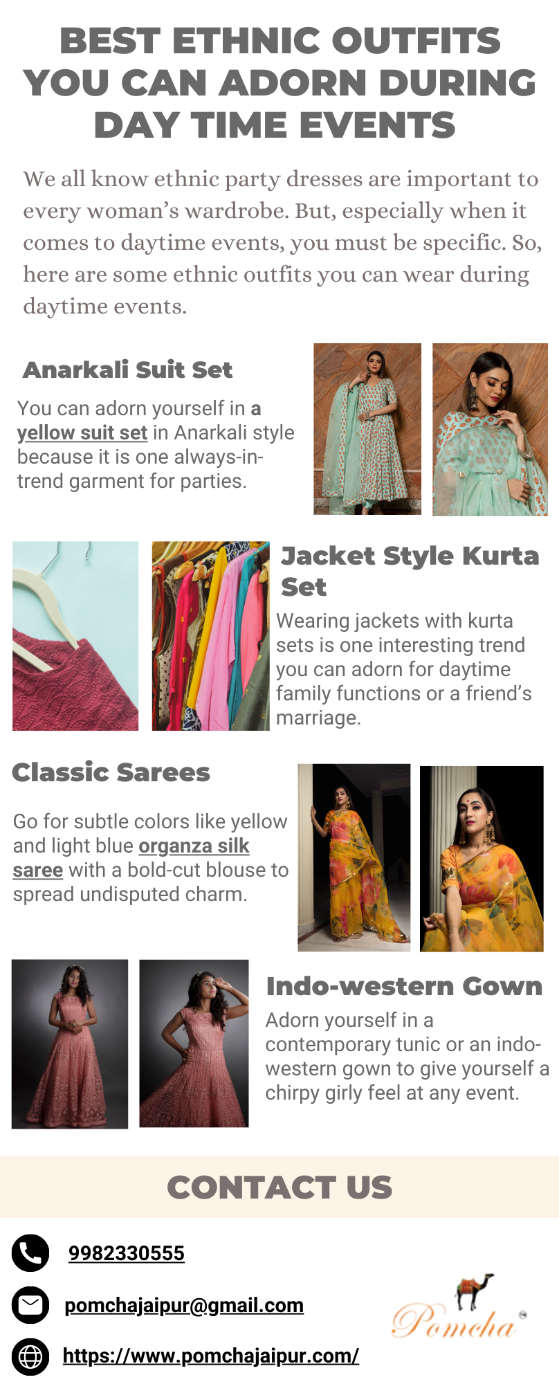 Best Ethnic Outfits You Can Adorn During Day Time Events - Pomcha Jaipur - Medium