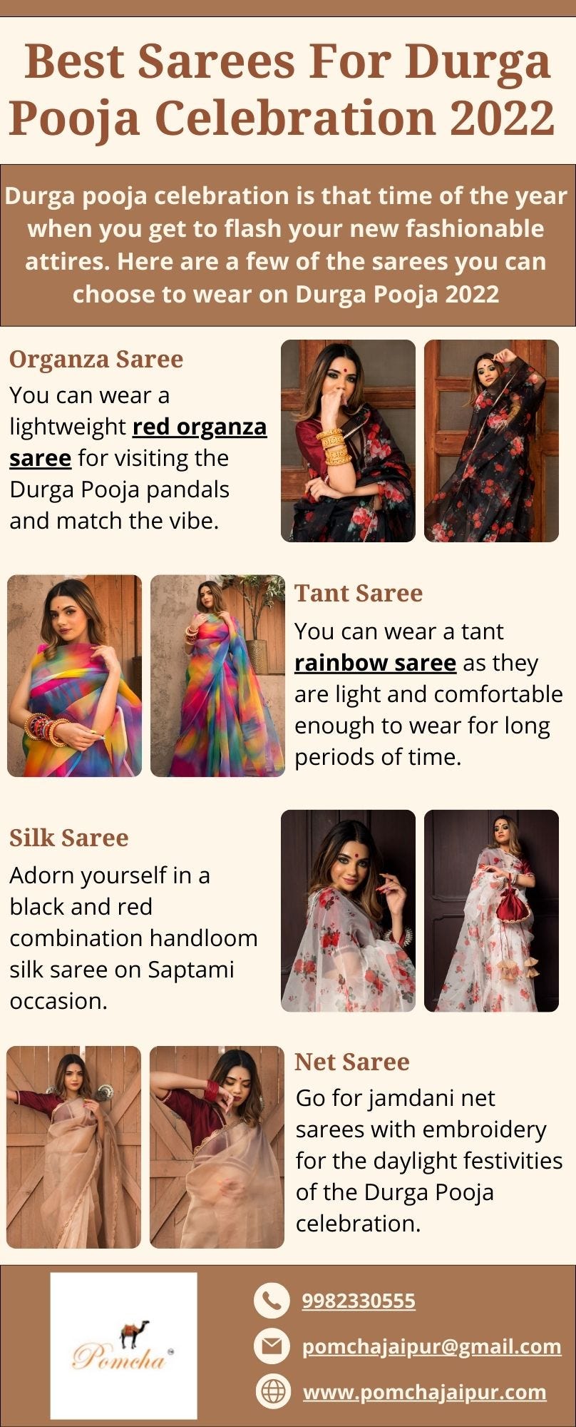 Best Sarees For Durga Pooja Celebration 2022 - Pomcha Jaipur - Medium