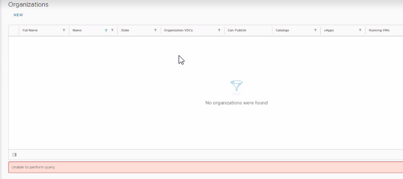 Resolving “Unable to Perform Query” Error When Accessing VMware Cloud Director (VCD 10.4.X) UI ...