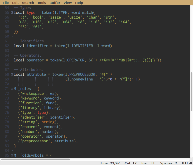 Textadept Language Lexers. Impression and tips on extending… | by Alejandro Baez | Medium