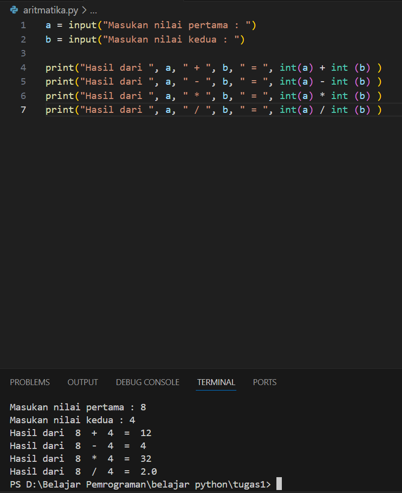 Very Simple Project with Python Operasi Aritmatika Variabel A dan B ...