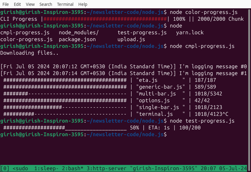 How to draw progress bar on Linux terminal with node.js? - Girish Venkatachalam - Medium