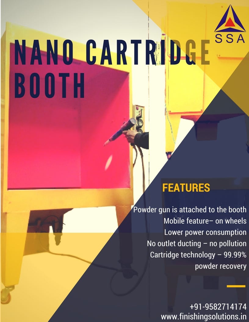 SSA designed Nano Powder Cartridge Booth has been an indigenous development which provide 99.99% ...