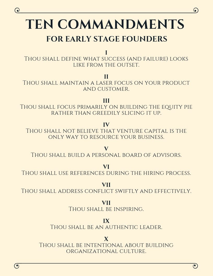 Ten Commandments for Early Stage Founders | by Sana Mohammed | MBA(real ...