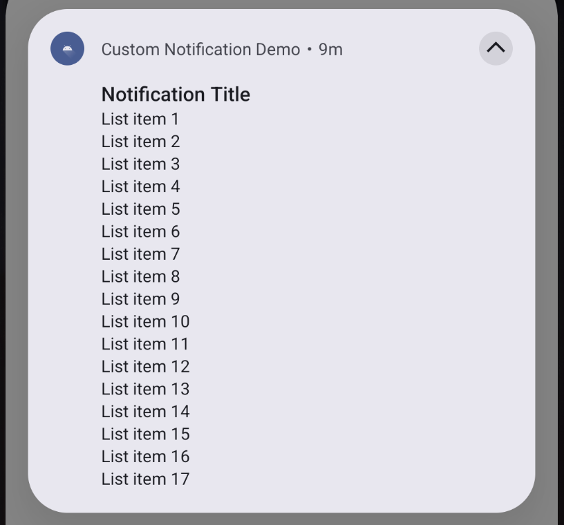 Android Custom Notification With Dynamic Data Like Recyclerview By