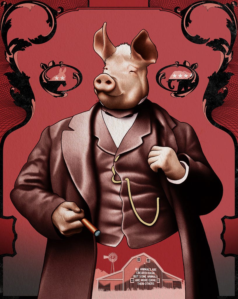 “Four legs good, two legs bad.” George Orwell's “Animal Farm.” | by ...