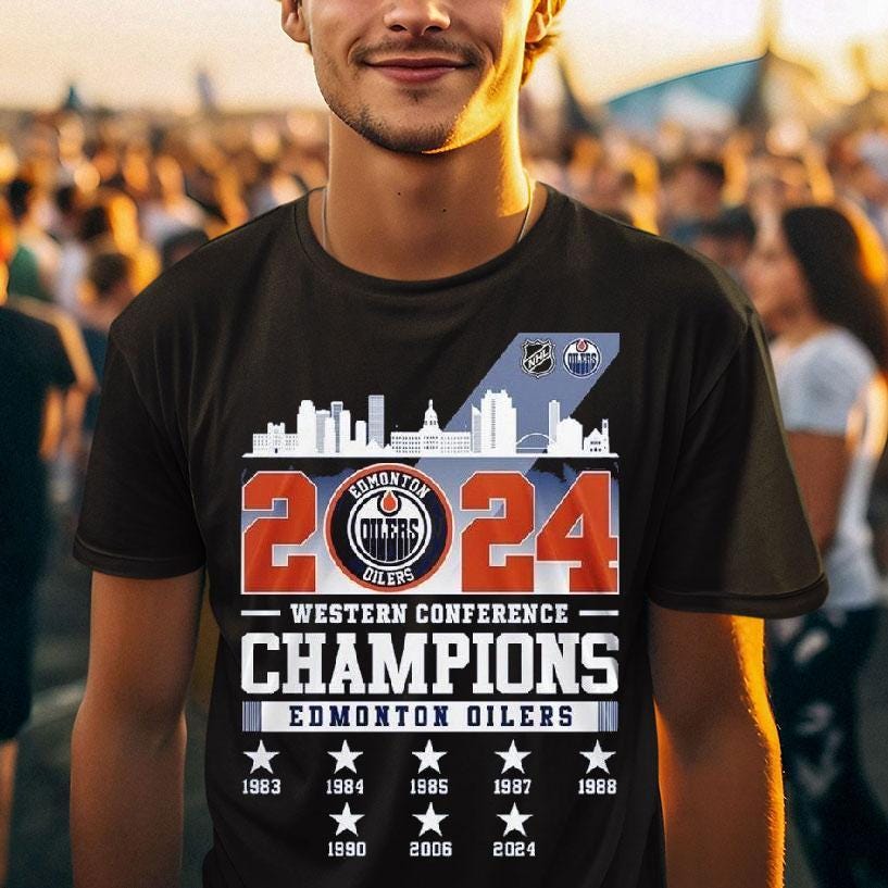 Edmonton Oilers 2024 Western Conference Champions Shirt - Dadbest - Medium