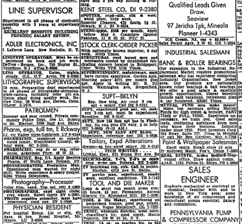 Job Listings in 1960. The back of the New York Times in the… | by Aaron ...