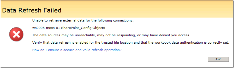 Unable to refresh the external connection via browser when Excel Services running in Trusted ...