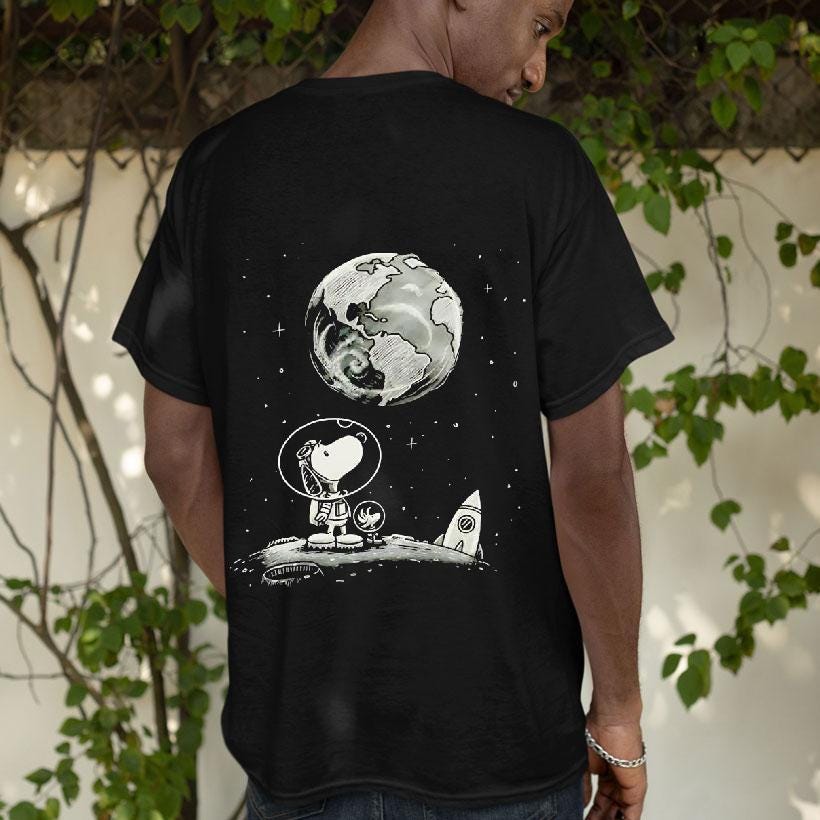 Snoopy And Woodstock Gazing At Earth From The Moon Shirt - Beststore ...